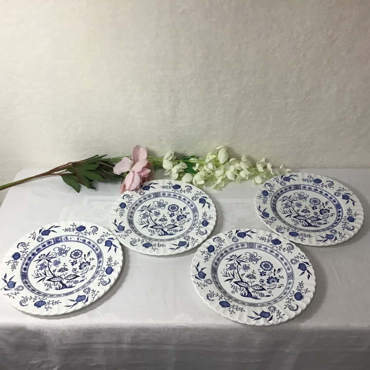 Classic J & G Meakin “Blue Nordic” White / Blue Onion Set of 4 English ...