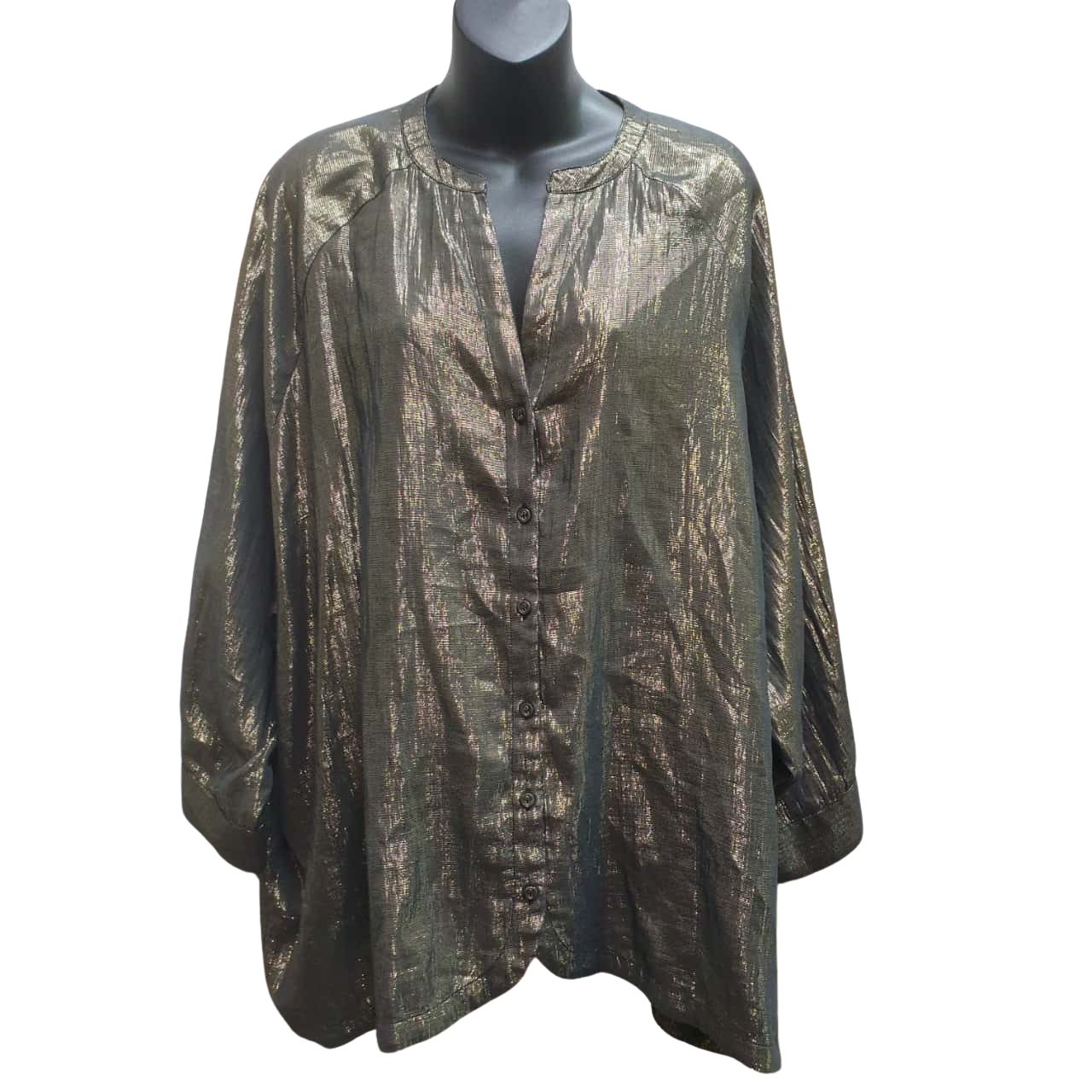 RABENA SALONER Size M Metallic Gold Linen Blend Top(s)