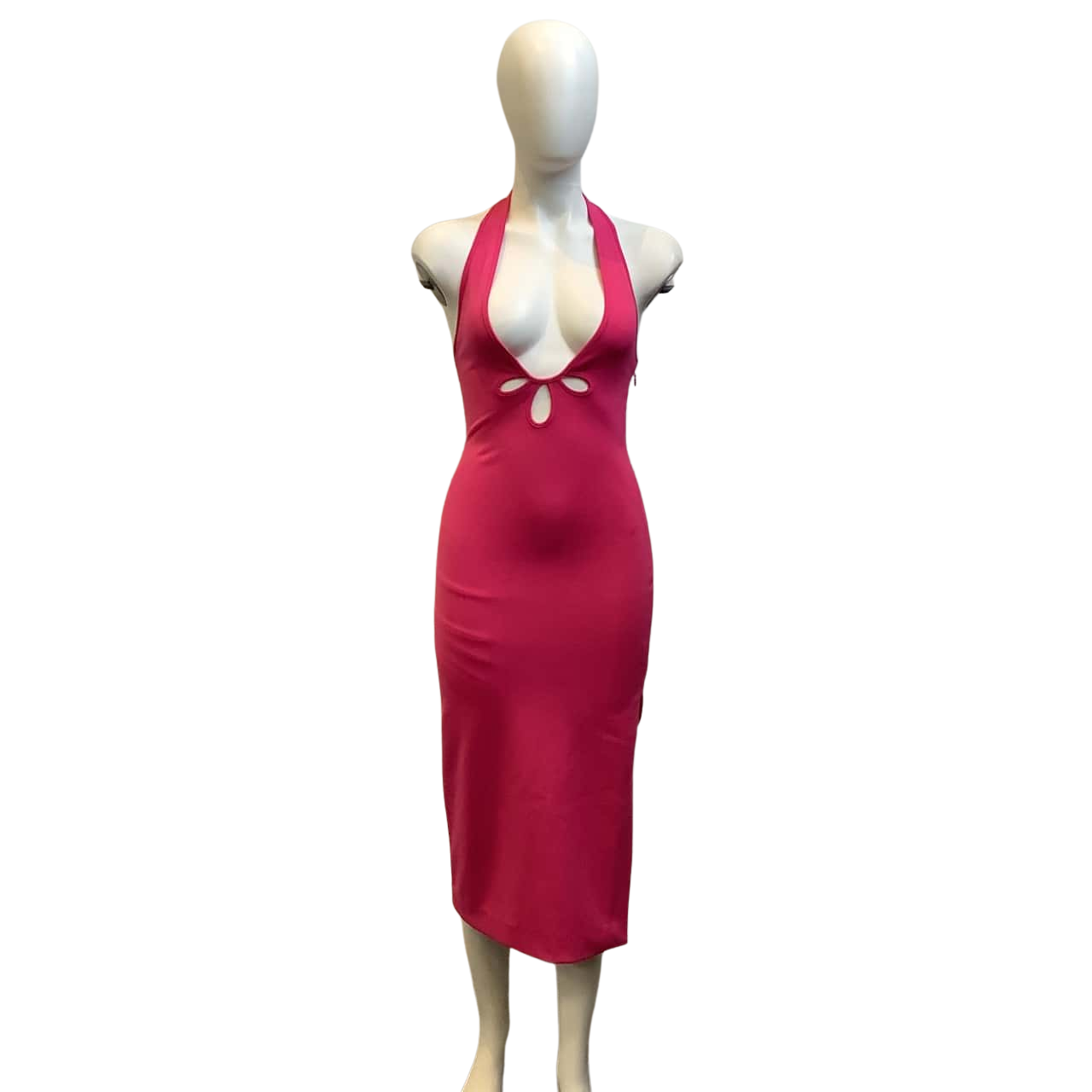 Lover Womens Size Xs S Halter Neck Midi Dress Hot Pink S