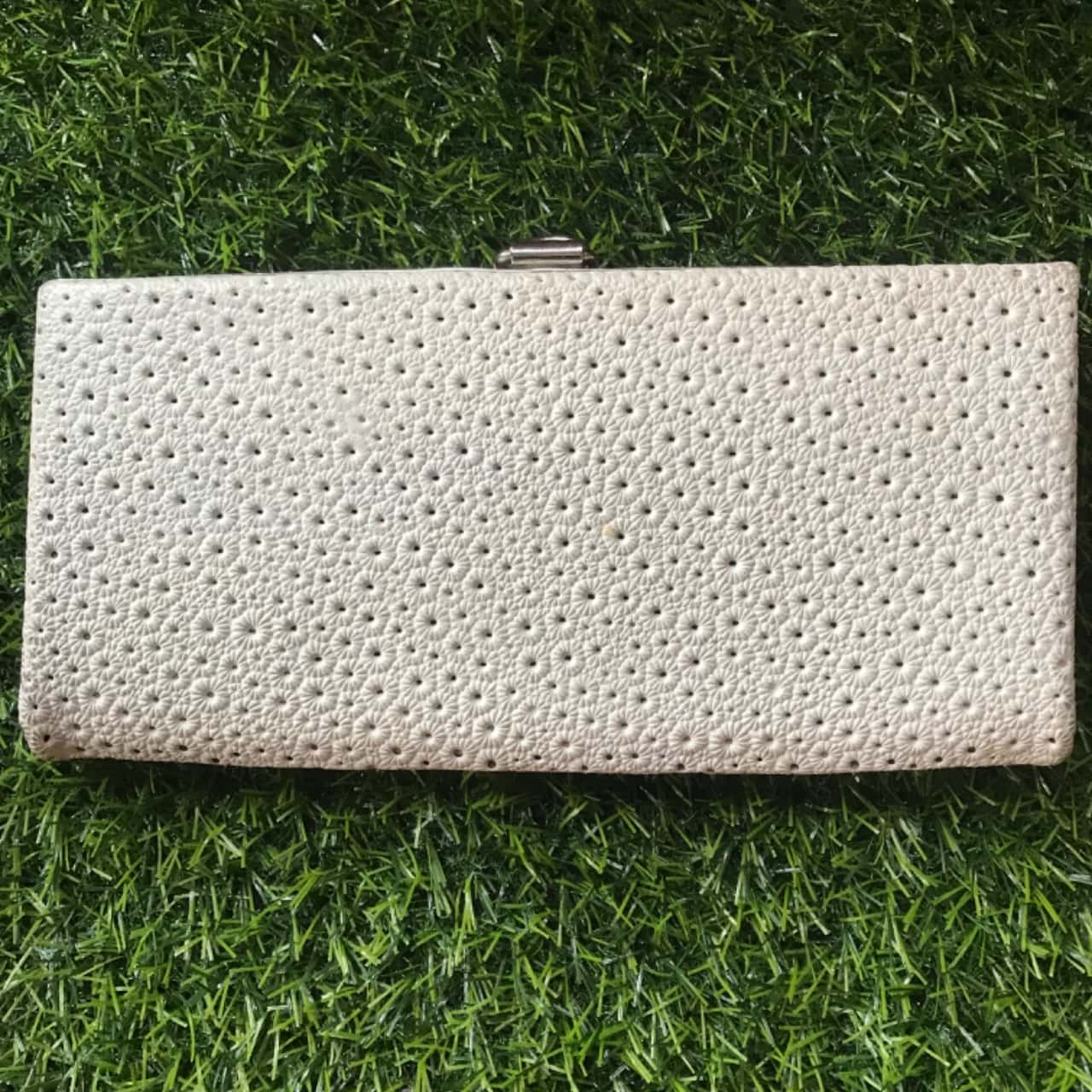 Vintage White Leather Clutch Bag