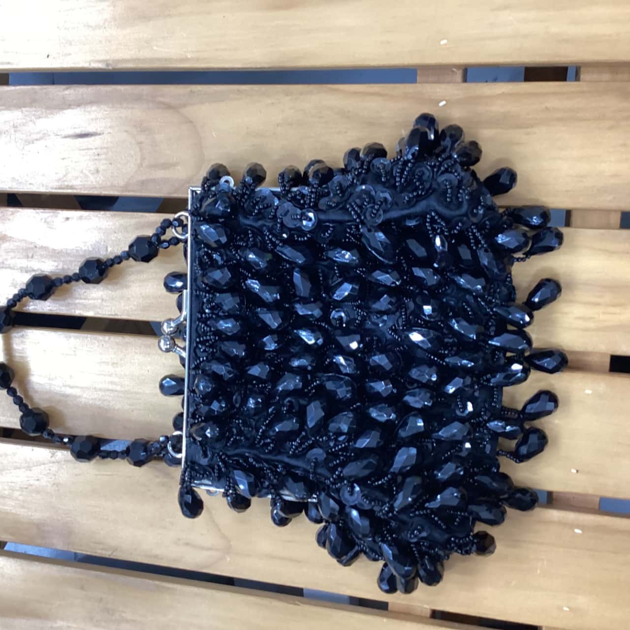 Gregory Ladner Womens Black Beaded Bag