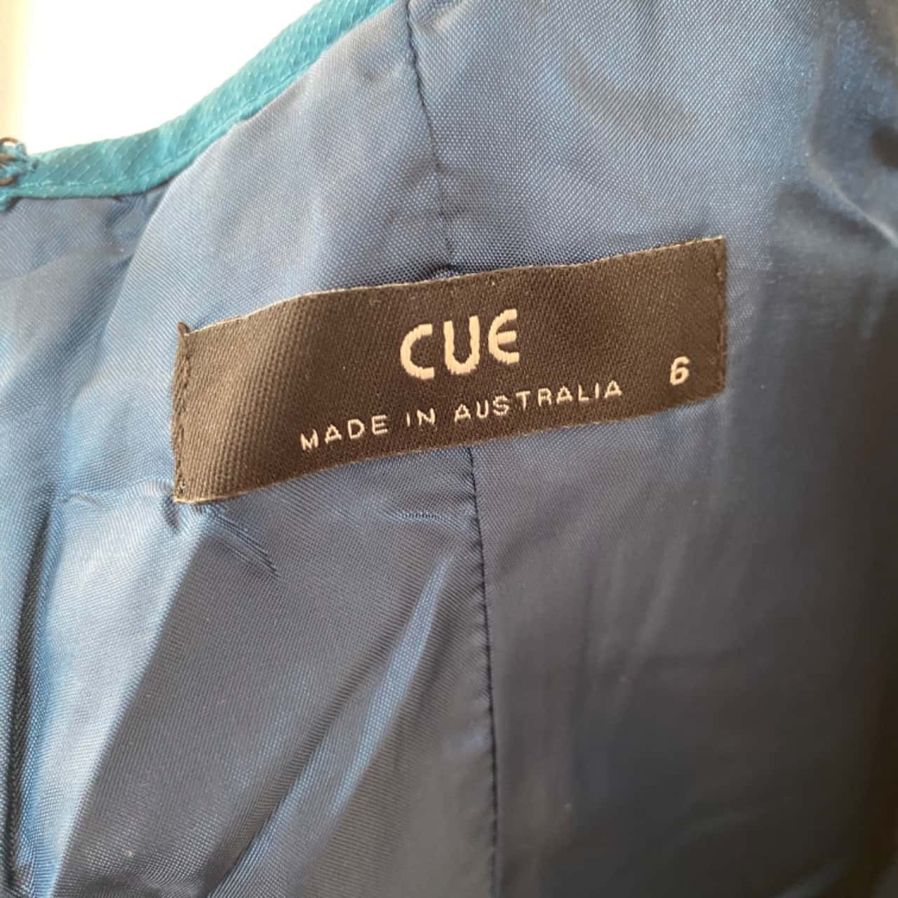 REDUCED Cue Australian Made Sleeveless Midi Dress Turquoise Size 6 / XS(s)