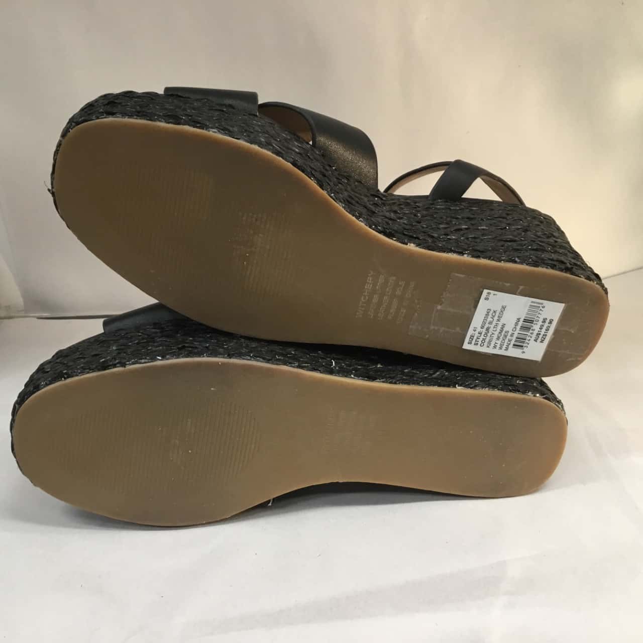 Witchery Black Wedge Sandals Size 41 (s)