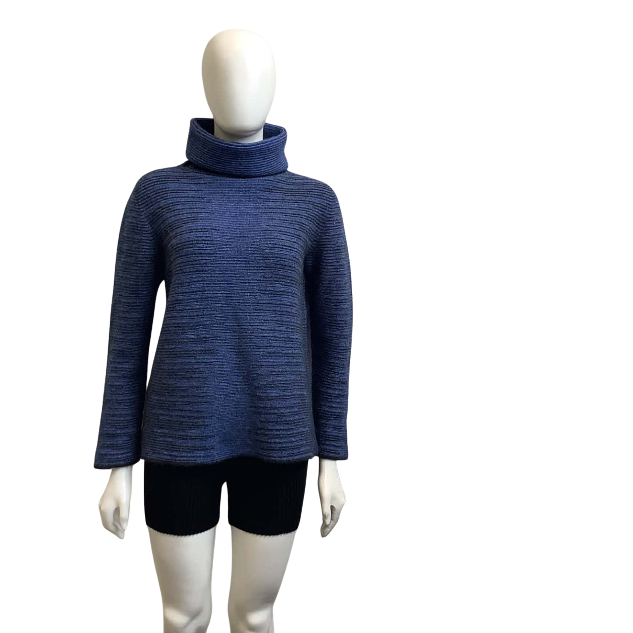 Brand New Merino Snug Womens Size M Turtleneck Jumper Blue / Black(s)