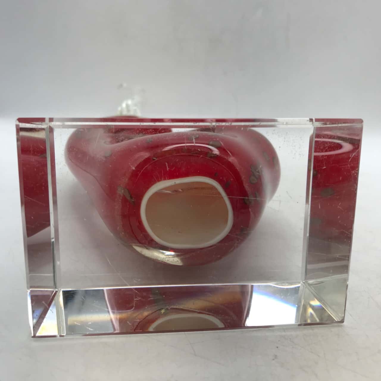 Very Heavy 'Murano Style' Hand Blown Glass Stag Red / Gold on Clear ...