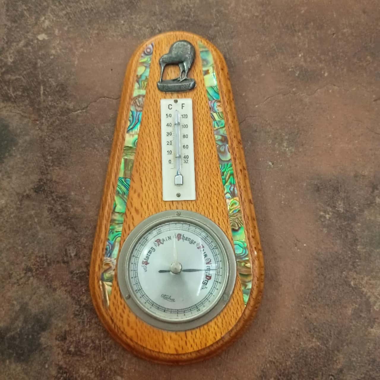 Vintage New Zealand Paua Shell Barometer - Ataahua(s)