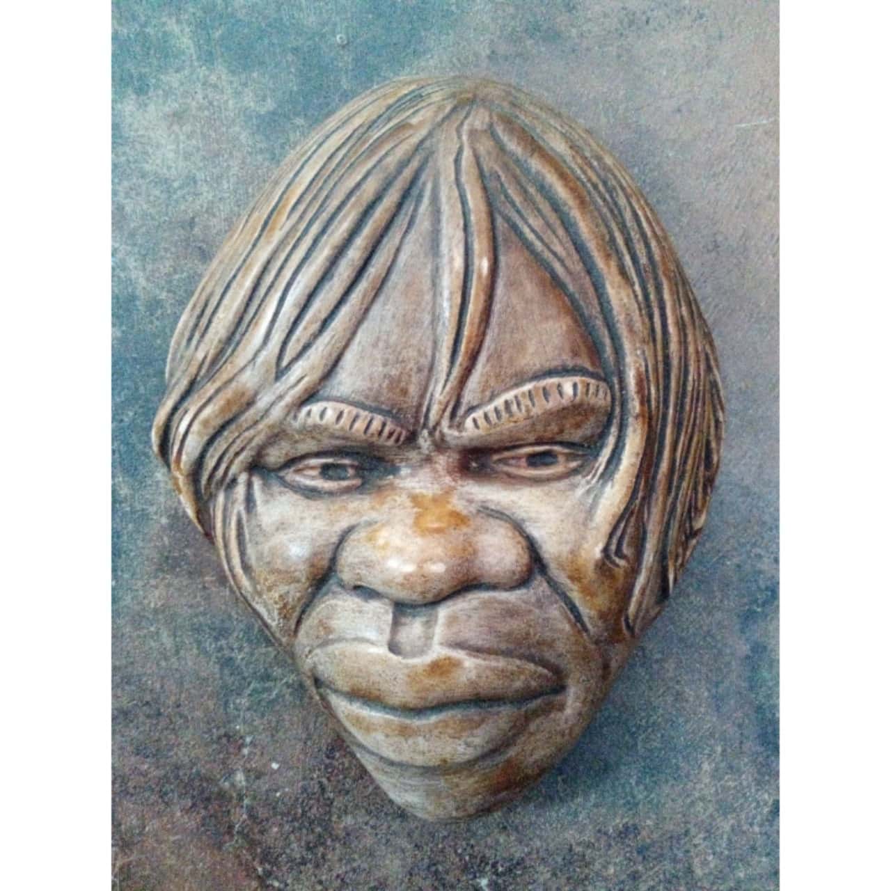 Vintage Alva Stone Made in Australia First Nations Face Wall Plaque(s)