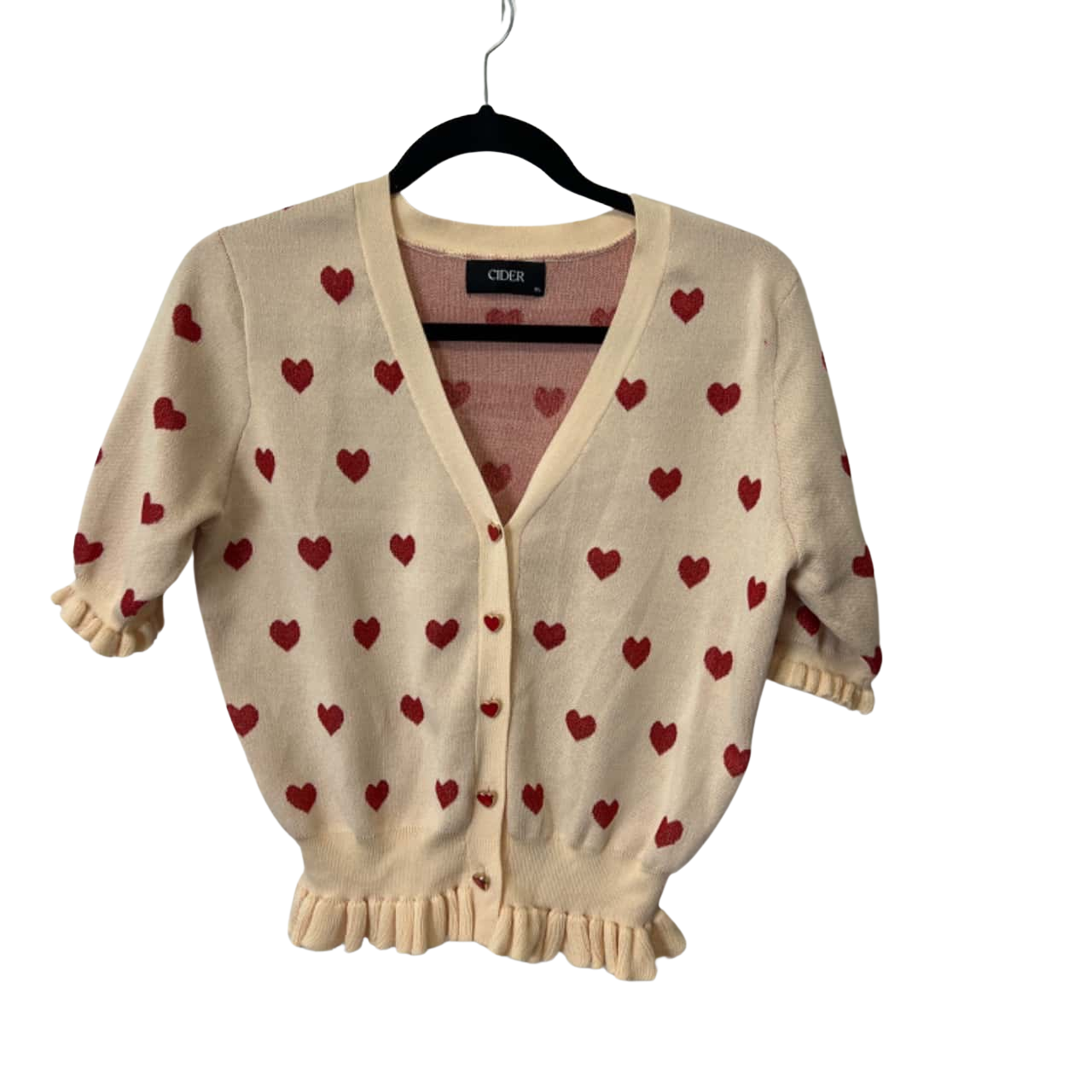 Cider Size XL Cardigans Cream love hearts(s)