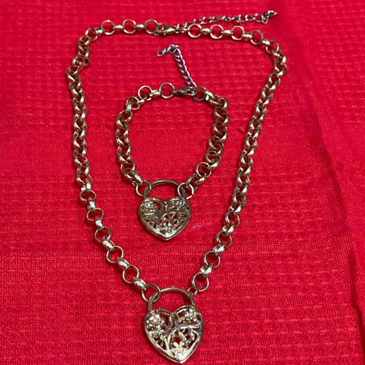 Women's Gold Tone Belcher Chain Matching Bracelet / Necklace Set with ...