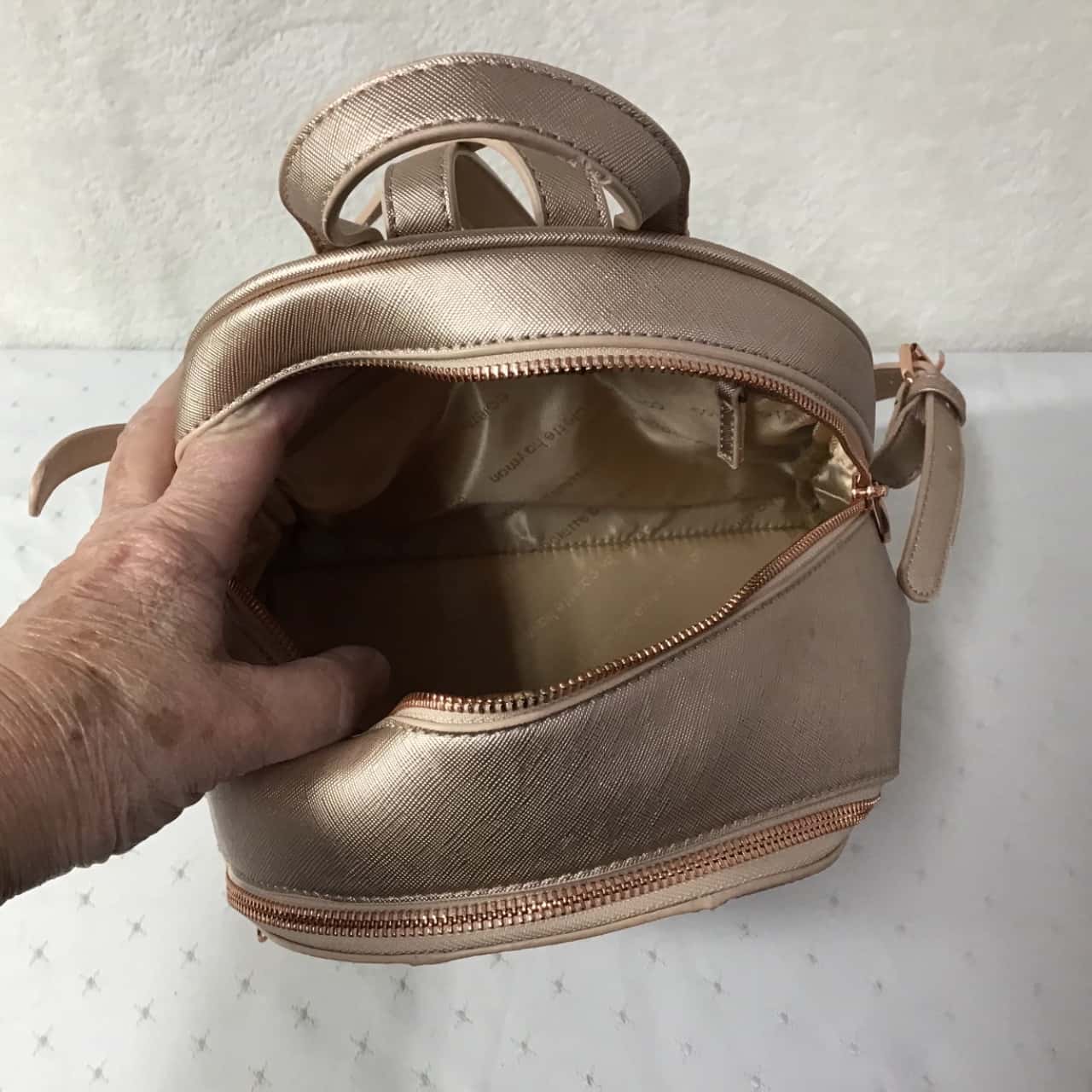 Colette Hayman Womens Textured Rose Gold Backpack