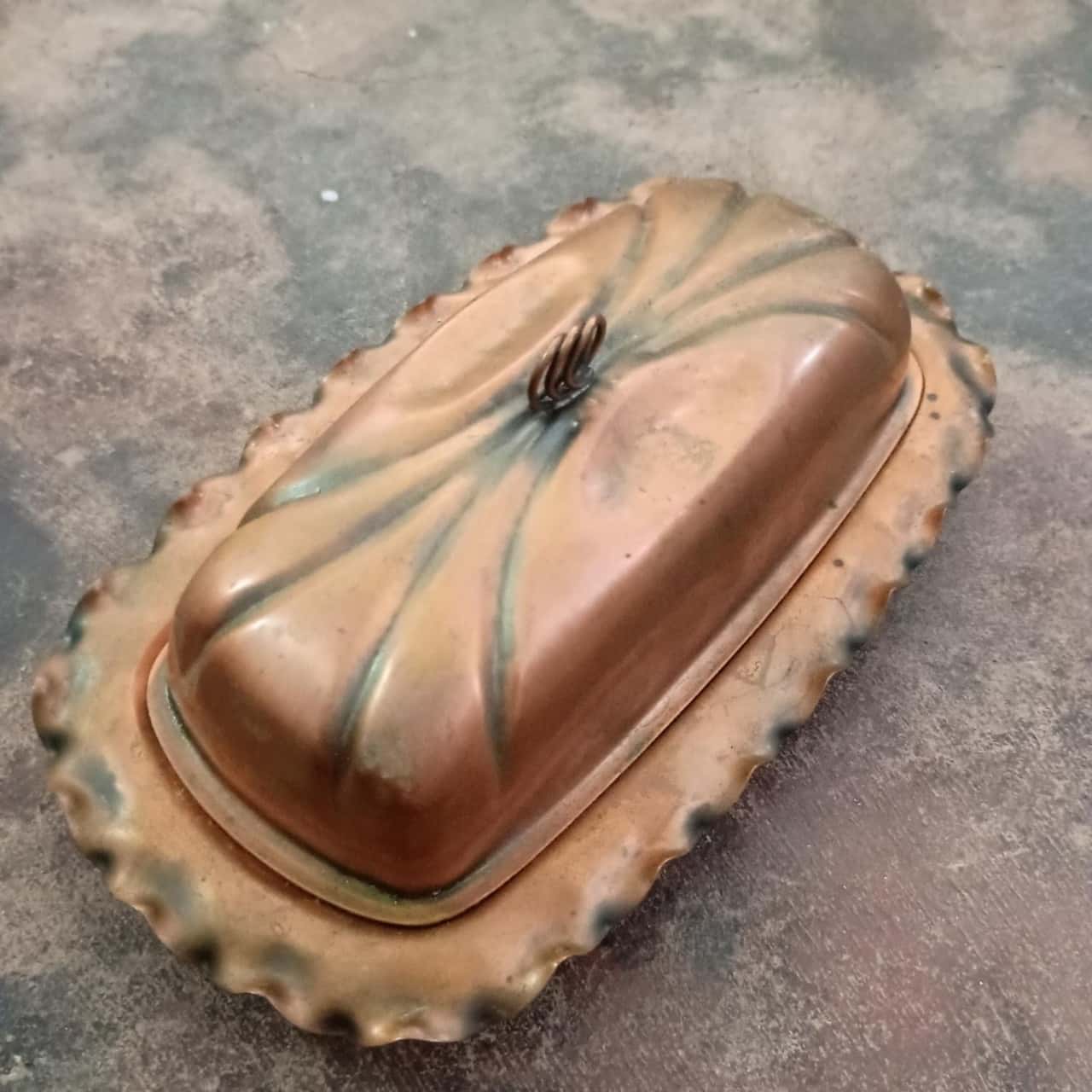 Gregorian Made in USA Copper Butter Dish w/Glass Base(s)