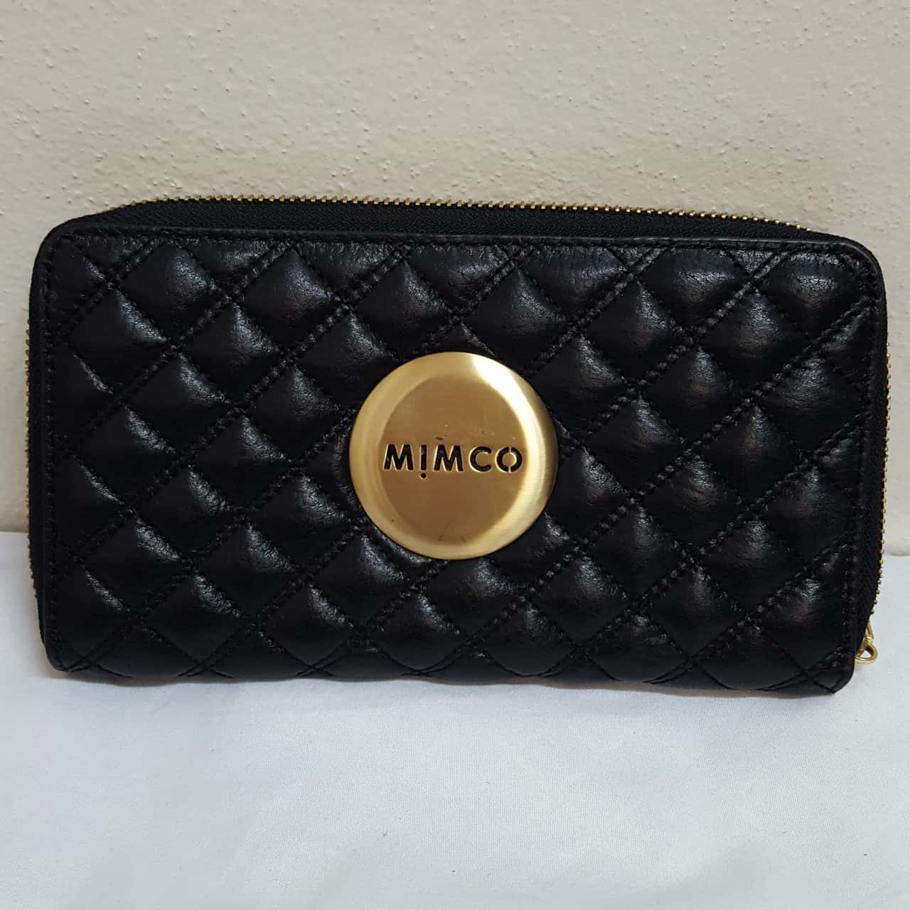 Mimco Black Leather Women's Purse with Gold hardware (s)
