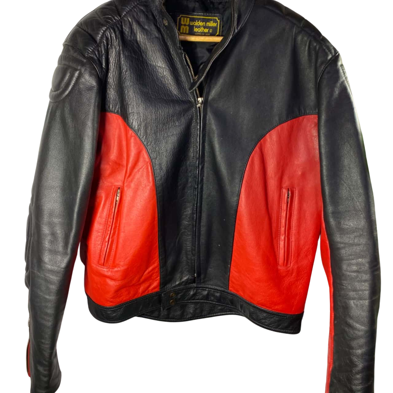 Walden Miller Australia Mens Size 46 Retro Leather MC Jacket Black/ Red (s)