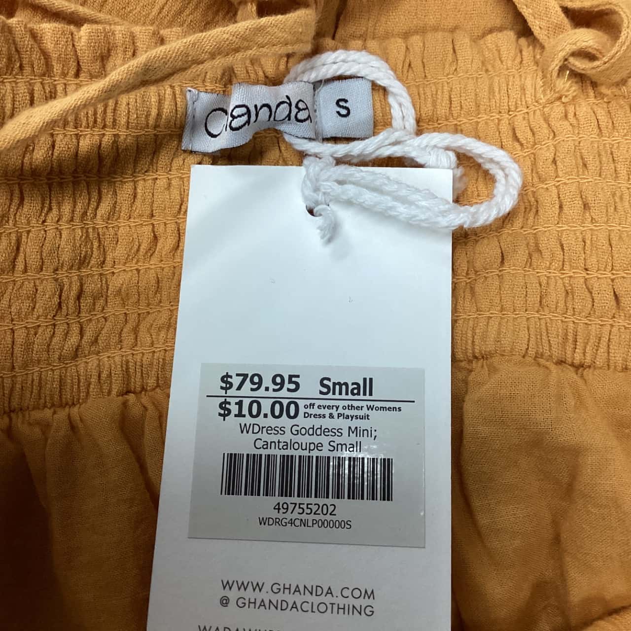 Ghanda Size S Orange Shoestring Dress