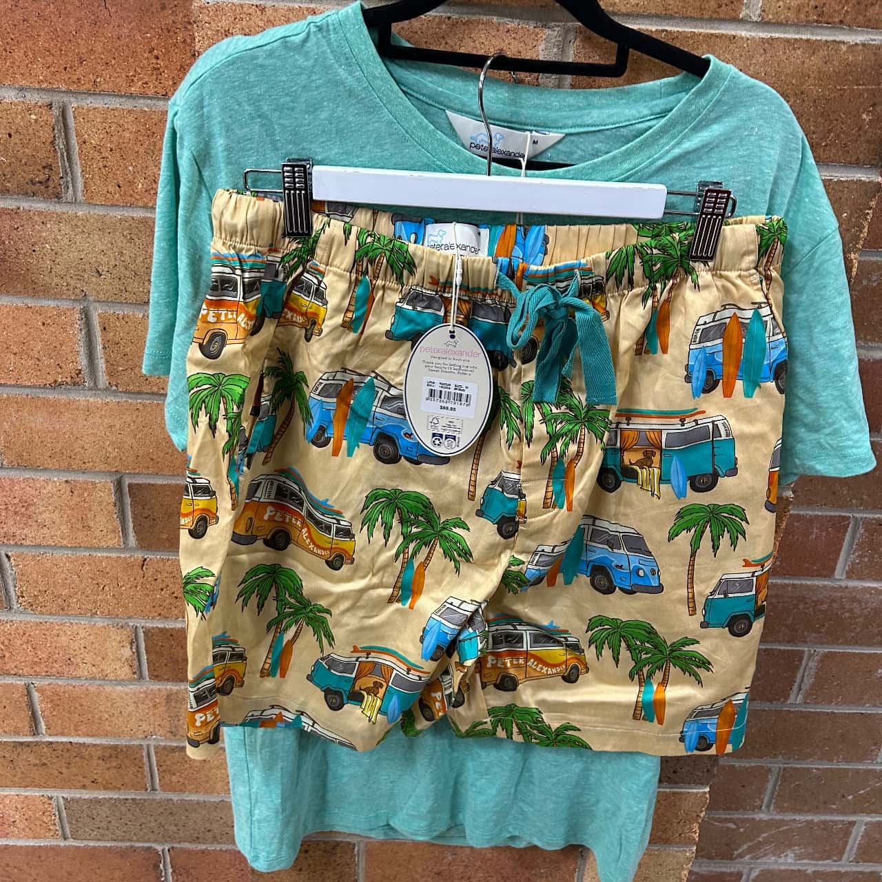 Peter Alexander Mens Size M Green Combi Pattern Pj Shirt and Boxer Set