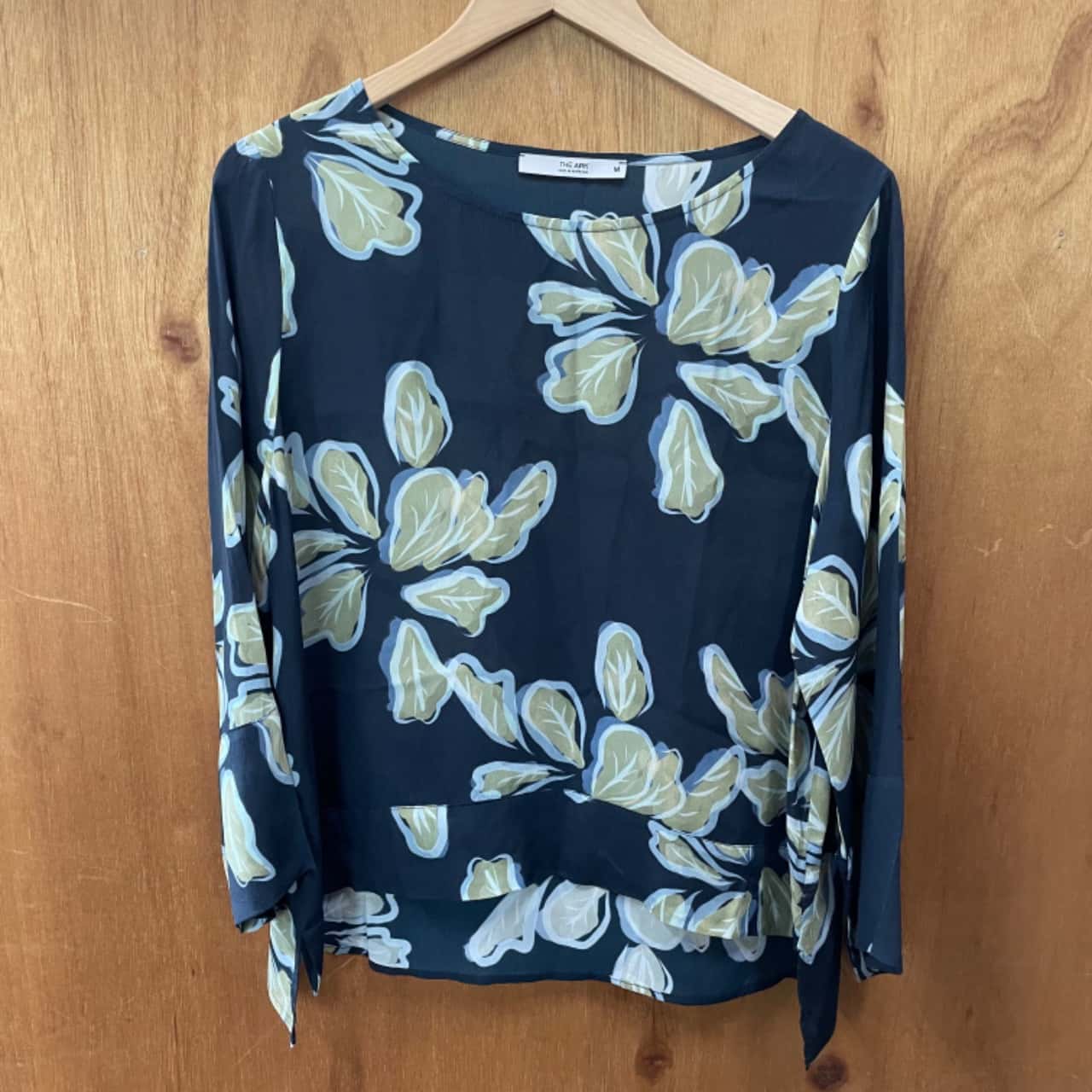 The Ark Navy Blue Sheer Long Sleeve Top Size M(s)