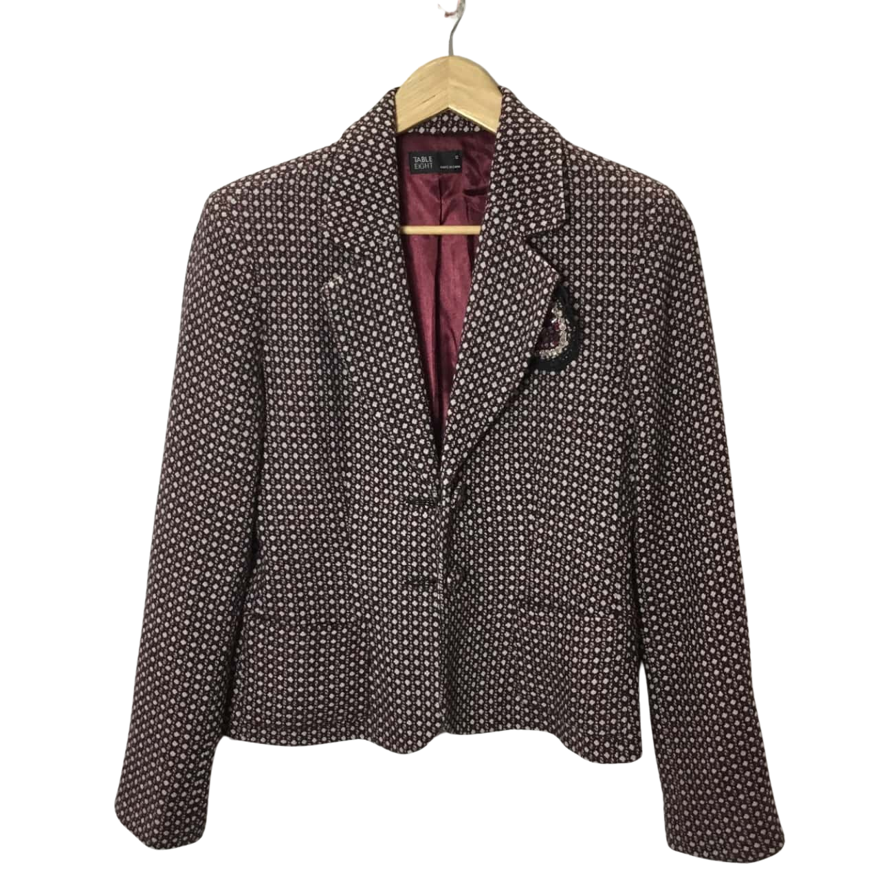 Women’s Table Eight Size 12 Black/White/Maroon Button Up Blazers (s)