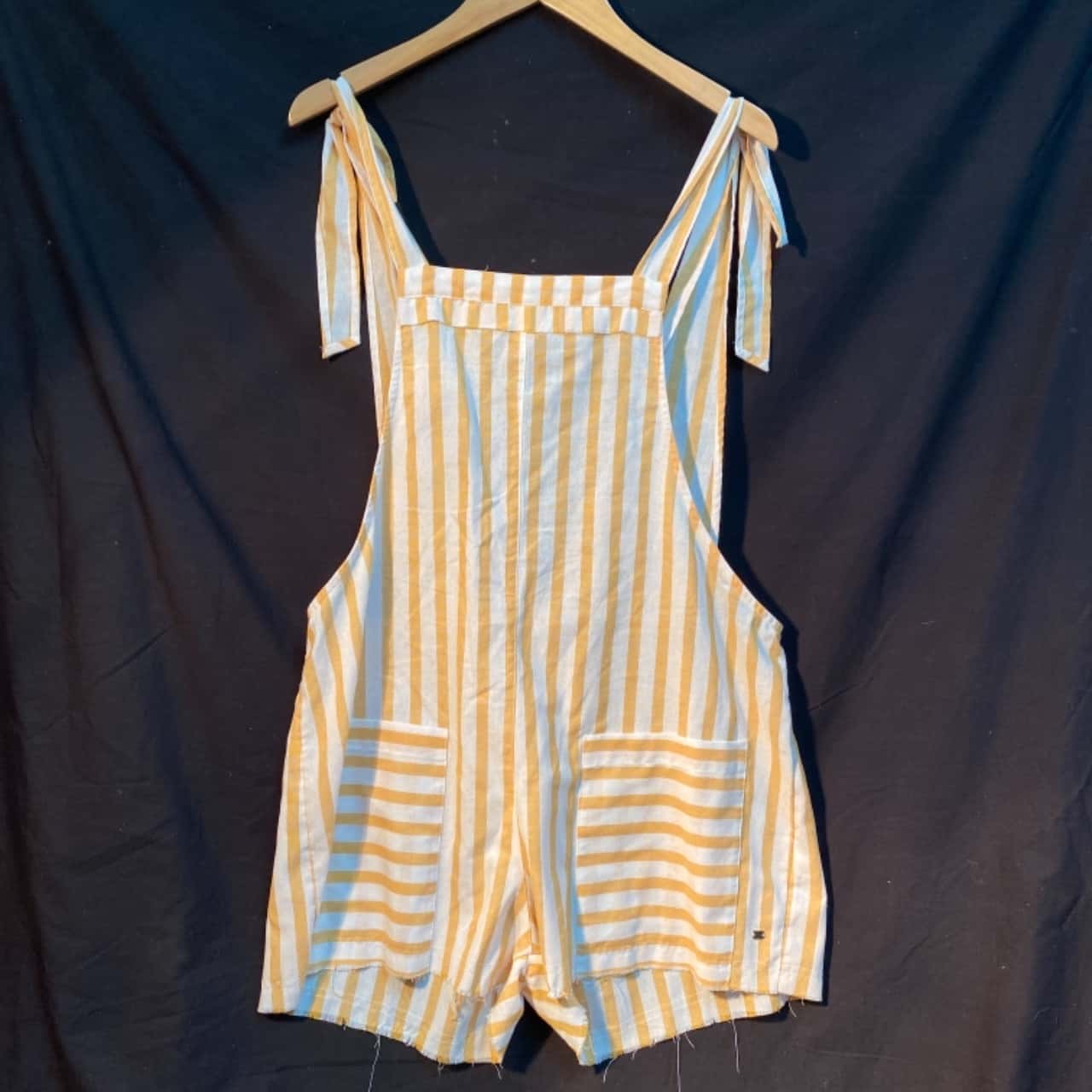Ghanda Womens Size M Overalls Striped / White / Yellow (s)