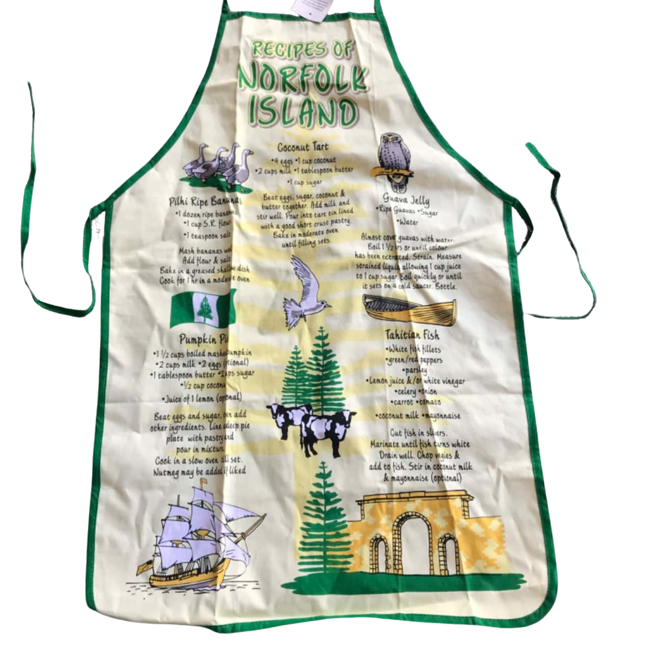 NWOT Souvenir Apron Relics of Norfolk Island with Recipes(s)