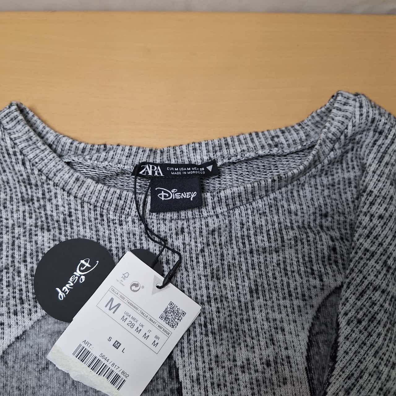 Zara X Disney Mickey Mouse Gray Soft Knit Shirt - size M