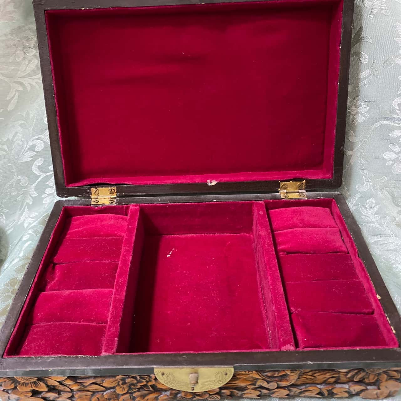 Vintage Camphor Wood Fitted Jewellery Box