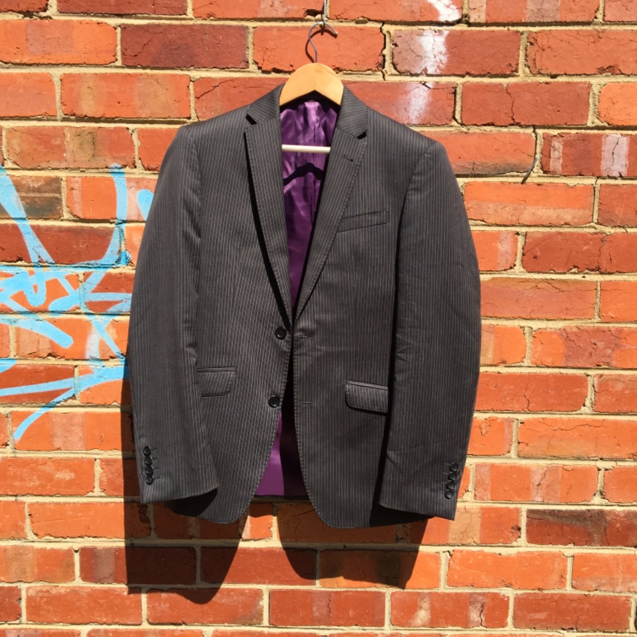 PETER JACKSON Men Stripped Grey Suit Vest, Size 92/80