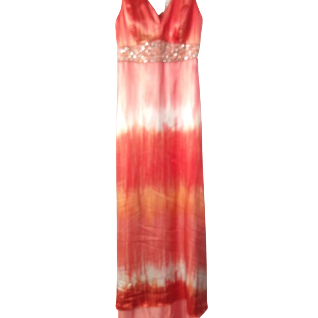 Amorado Ladies Long Orange & White Dance Dress Size 8 NWT RRP $549.00