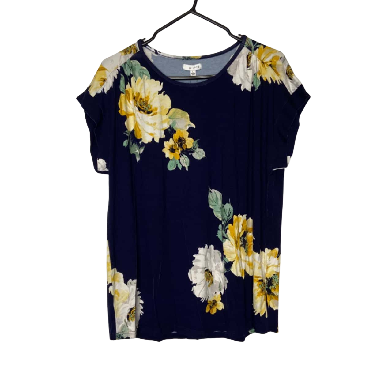 W.Lane Womens Size L Short Sleeve Top Floral / Navy Blue BNWT RRP $69.99(s)