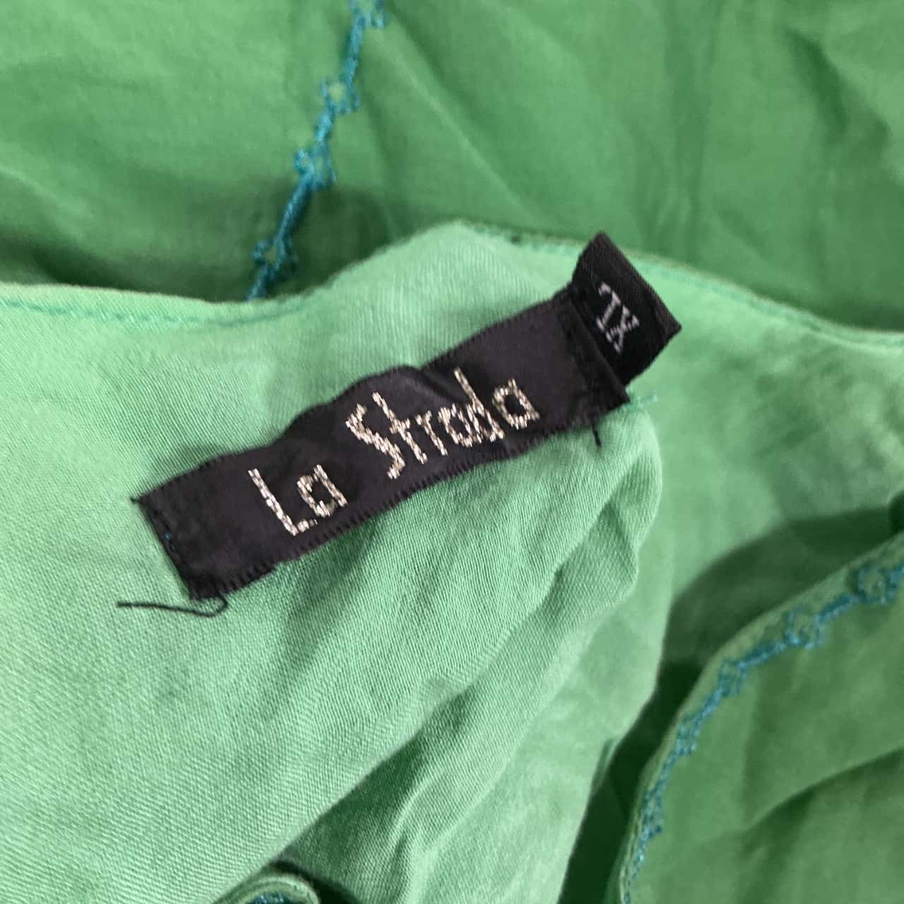 La Strada Womens 100% Cotton Size XL Midi Dress Blue / Green