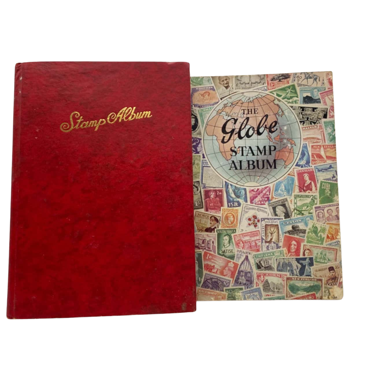 Small Stamp Books The Globe Stamp Album and Red Album (Torn Pages, 80 ...