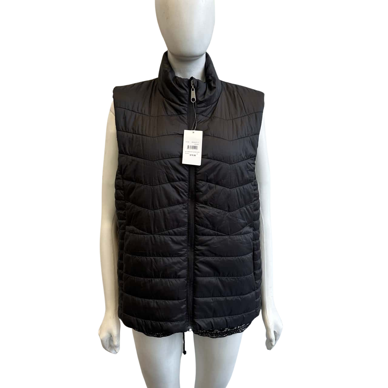 BNWT Khoko Collection Women's Size 18 Long Line Puffer Vest Black