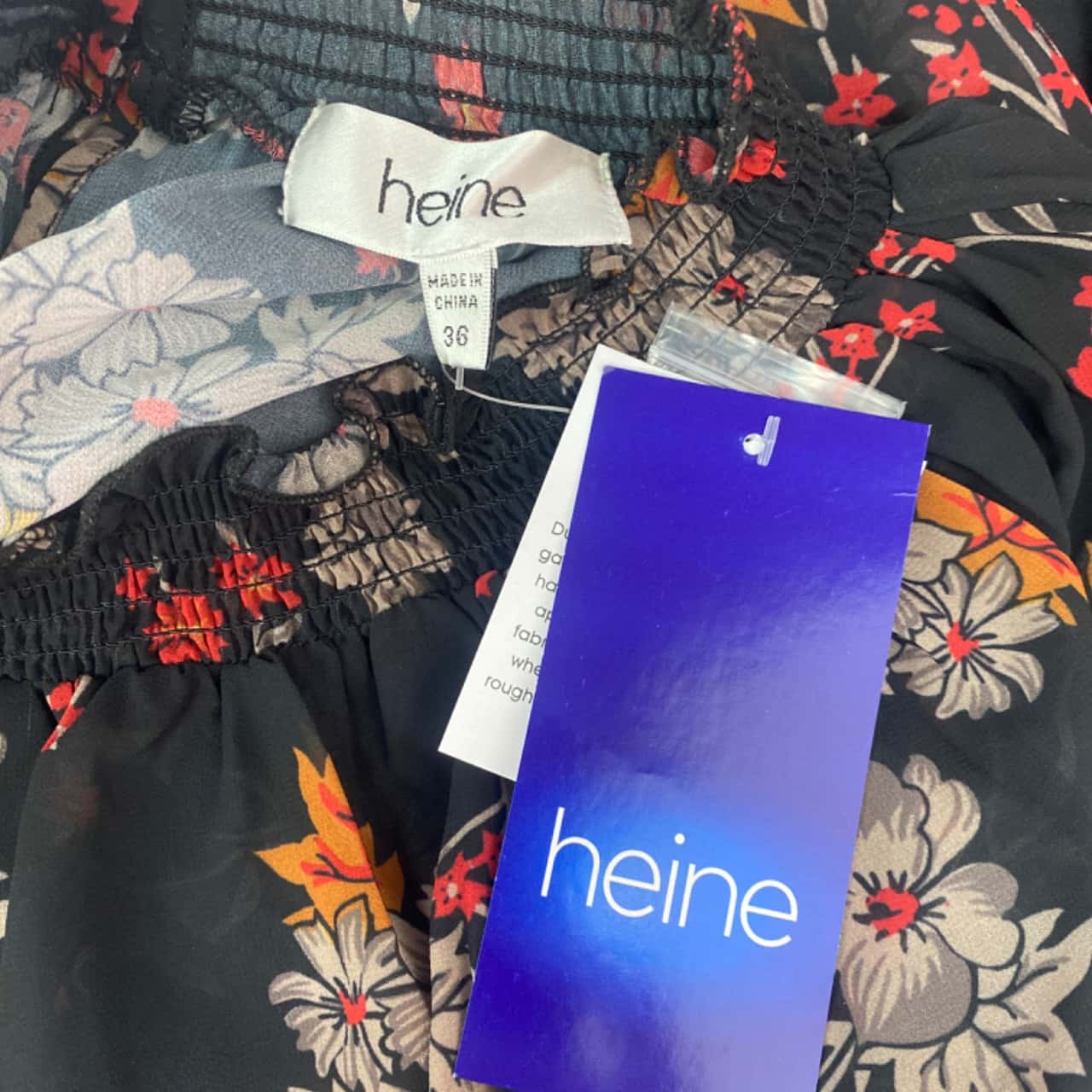 Heine Womens Size 12 Long Sleeve Black / Floral (s)