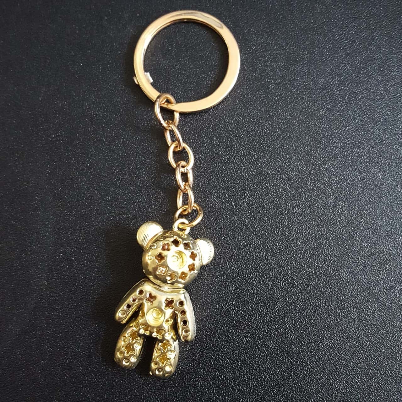 Gold/Red diamanté Teddy Bear Key Chain