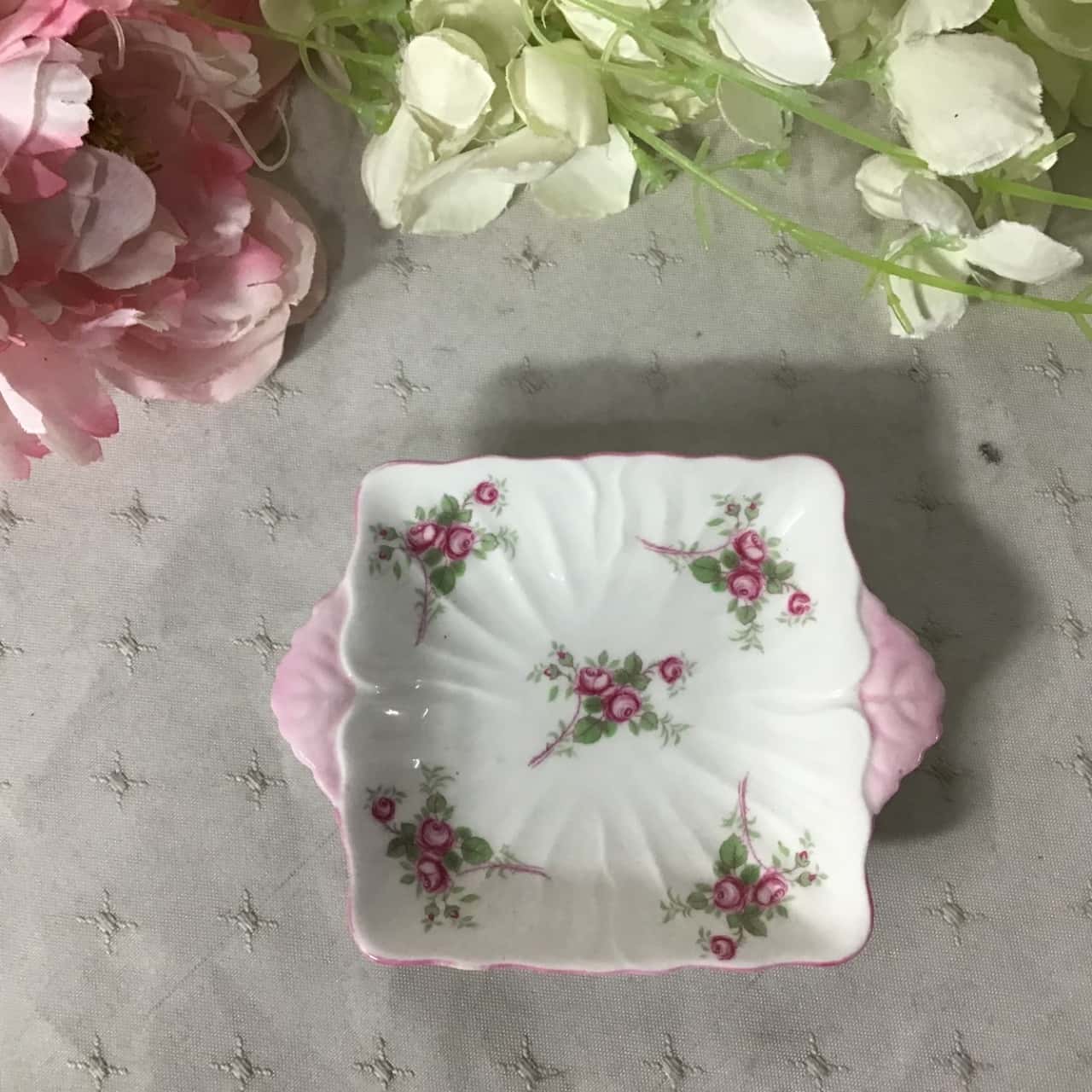Vintage Shelley Pink Roses Pattern Small Trinket Dish