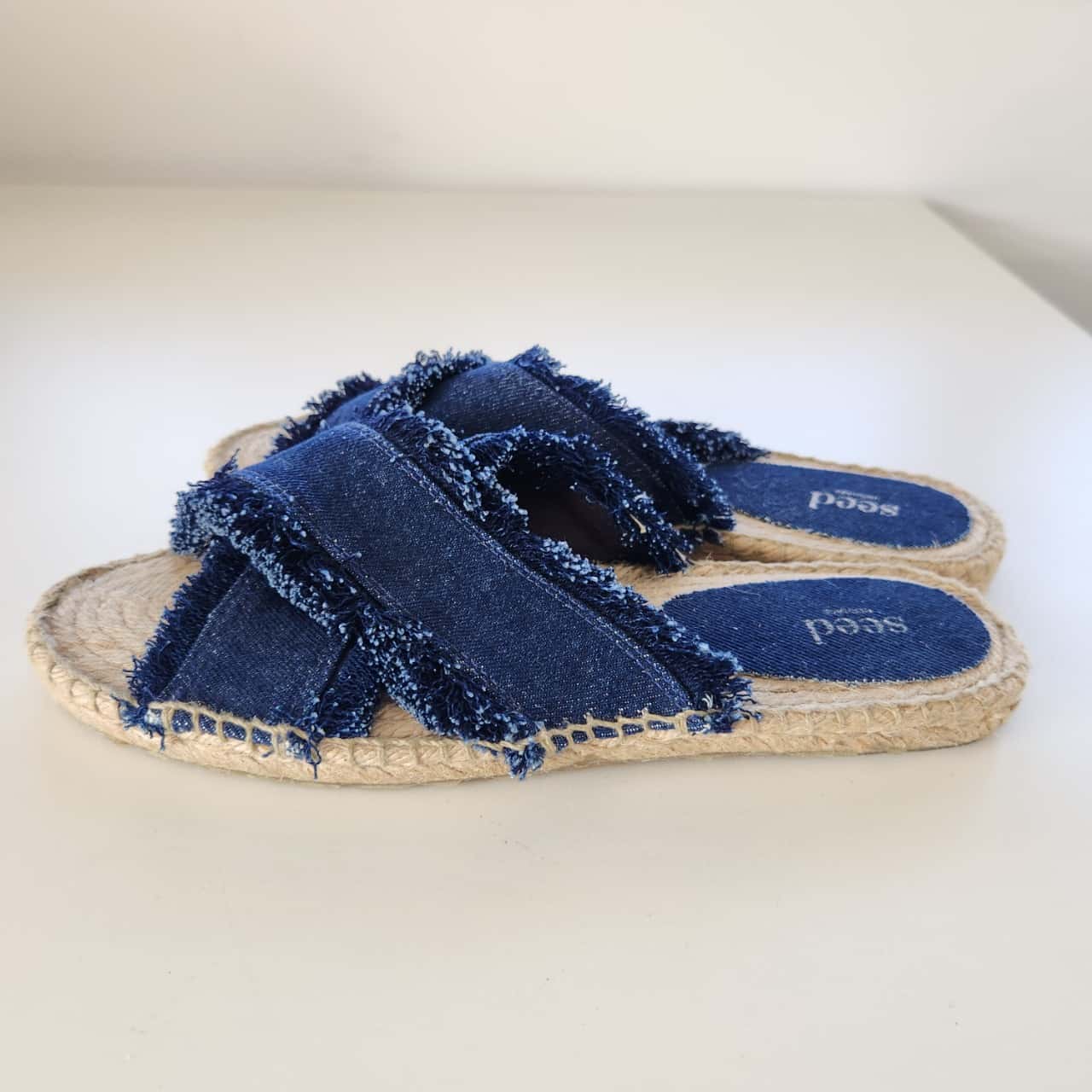 Seed Heritage Blue Denim Slides Sandals Shoes Size 39 / 8 (s)