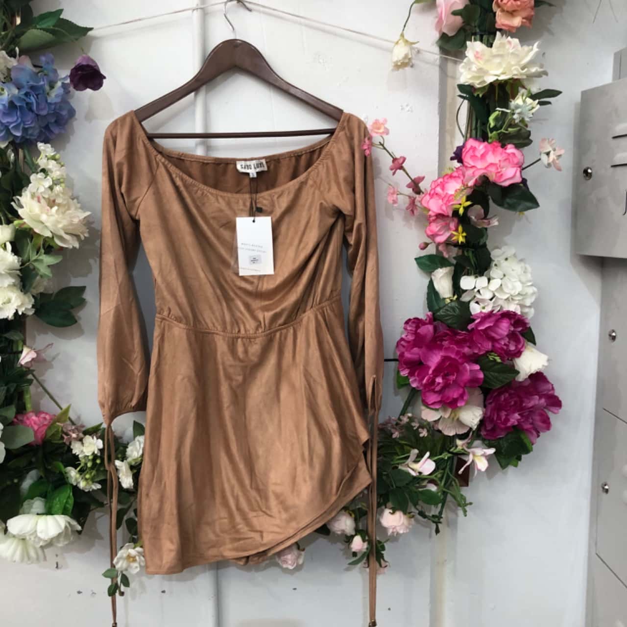 NWT Sabo Luxe Size S Playsuit Brown with matching scarf