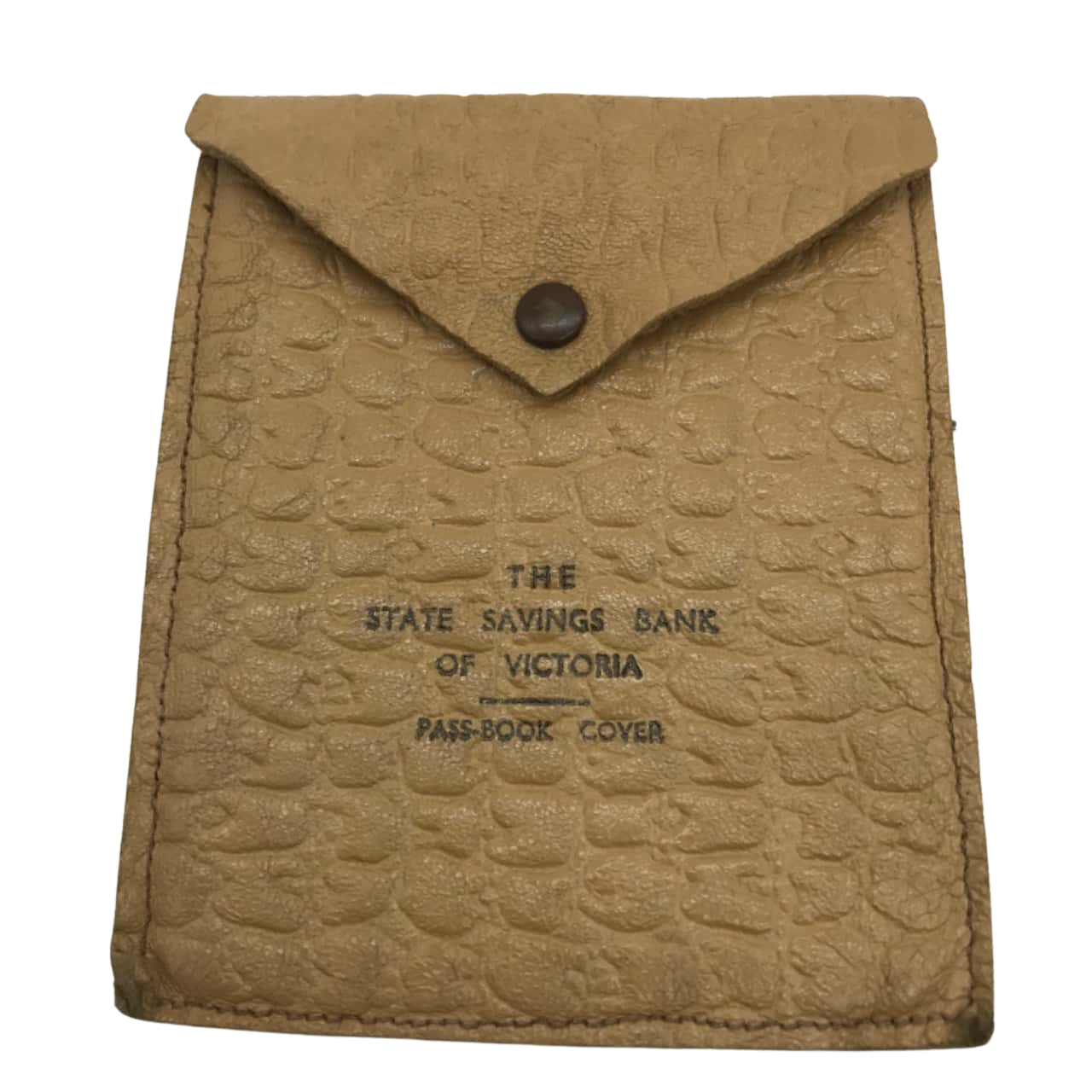 Leather Passbook Cover "the State Savings Bank of Victoria". Tan with ...