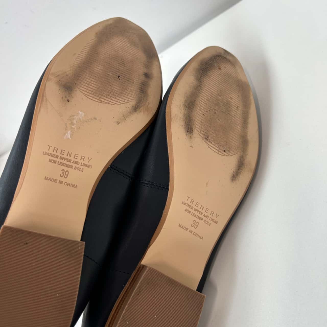Trenery Womens Size 39 Navy Blue Leather ballet flats (s)