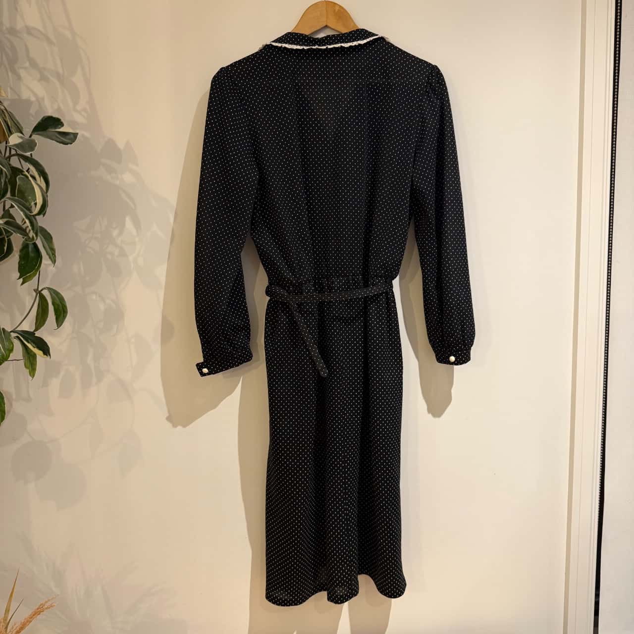 Vintage** Fashion for you. Black with White Spot Dress. Size 14