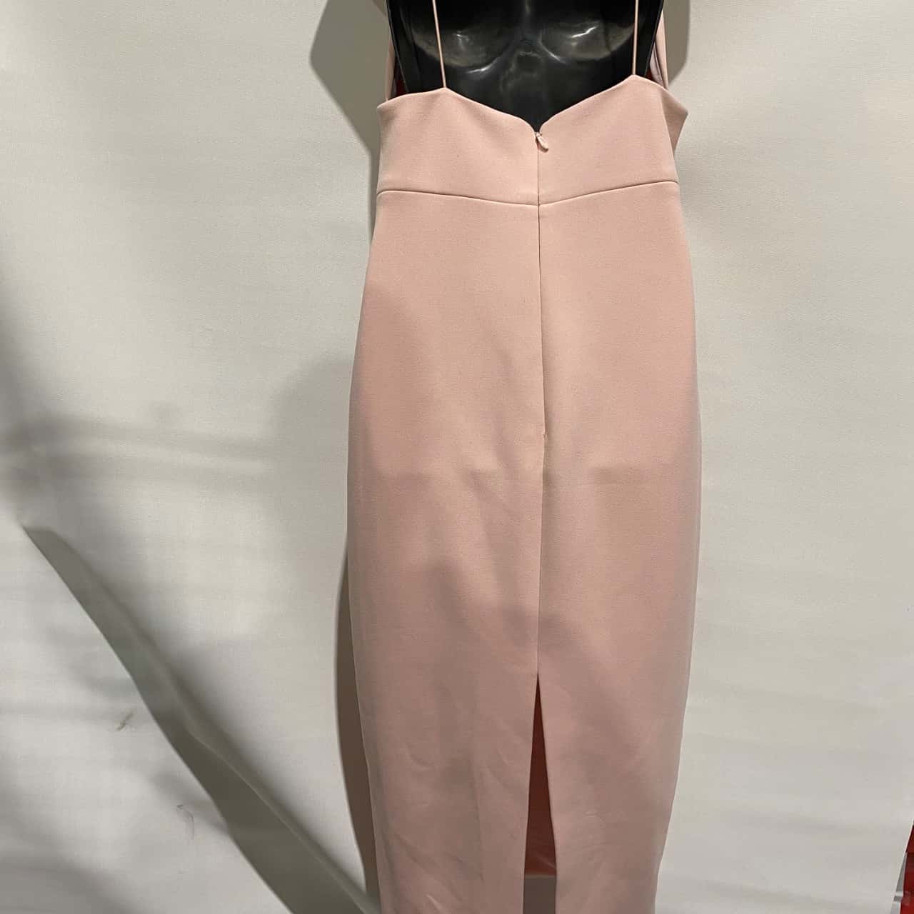MOSSMAN SHOESTRING STRAP COCKTAIL MIDI LENGTH DRESS Size 14 in Blush