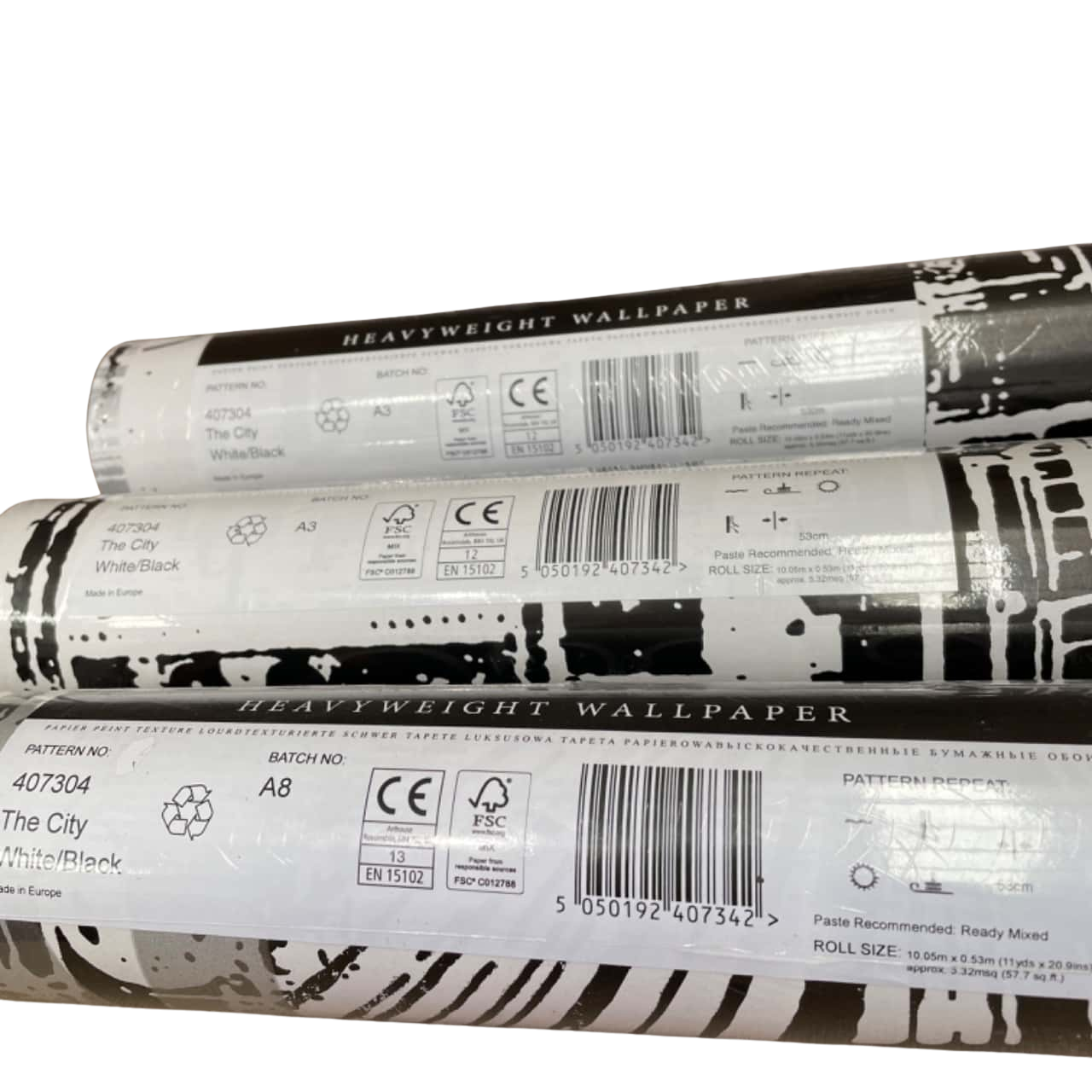 Wallpaper Arthouse White/Black x 3 Rolls (s)