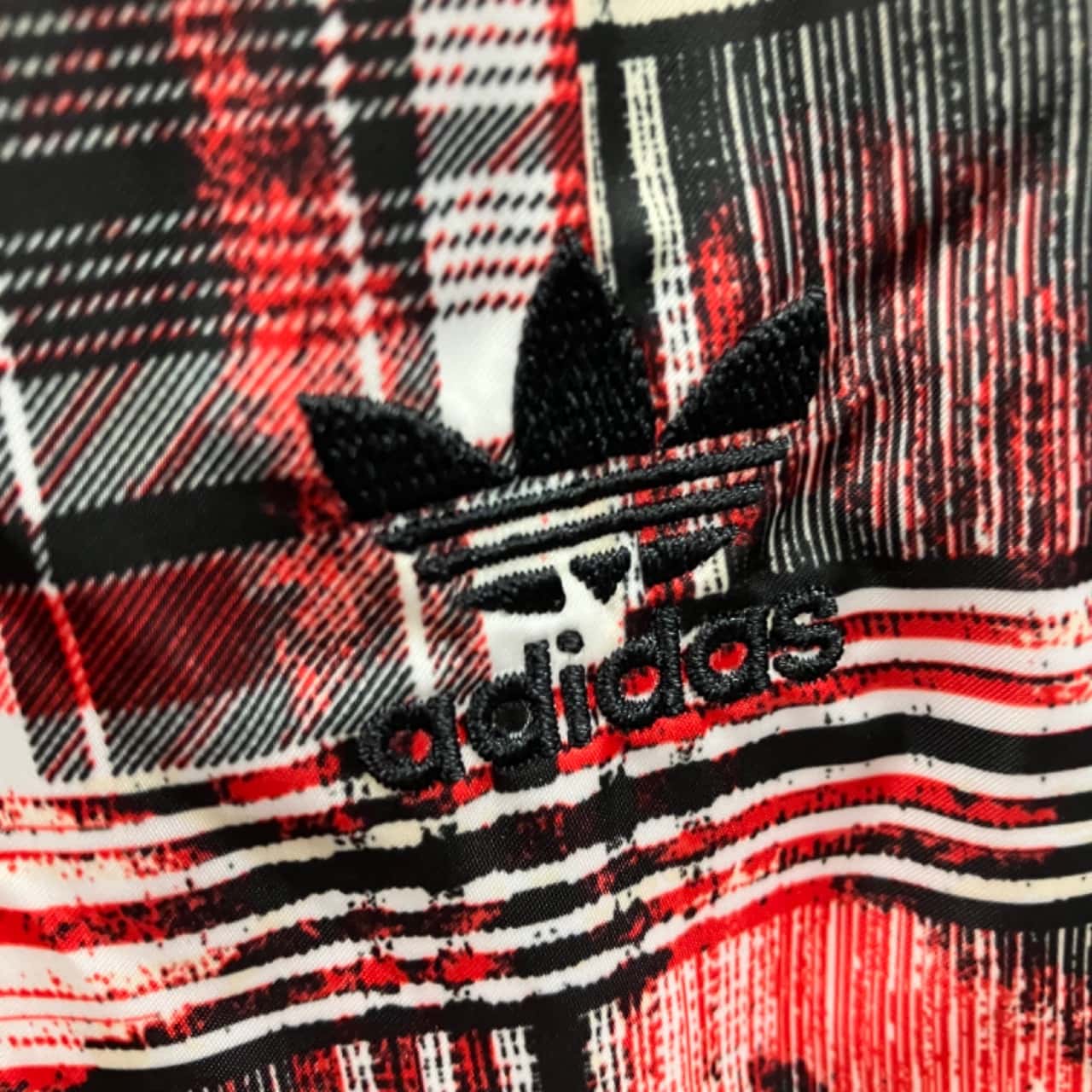 Adidas Women’s Red, Black & White Checked Wide Leg Pants Size 10 (s)