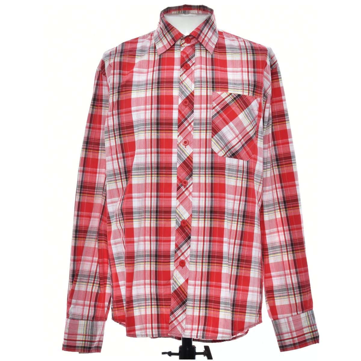 Mahrij Mens Size XL Long-Sleeved Red / White Checked Shirt(s)