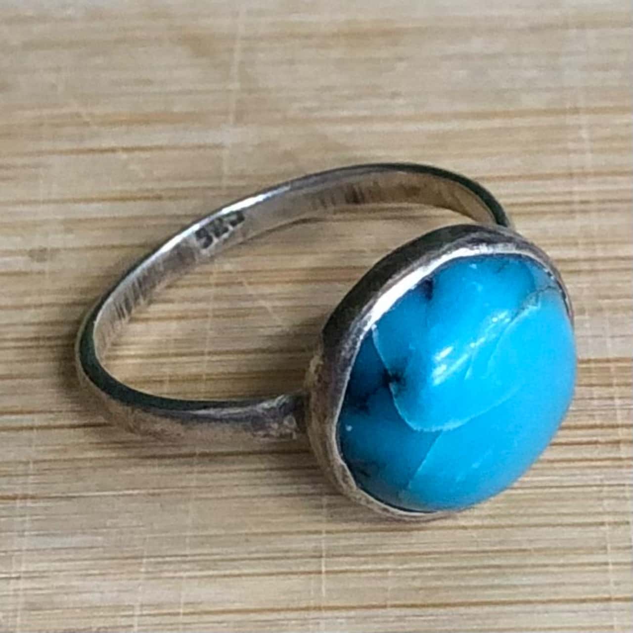 Sterling Silver Turquoise Stone Ring (Stamped 925)(s)