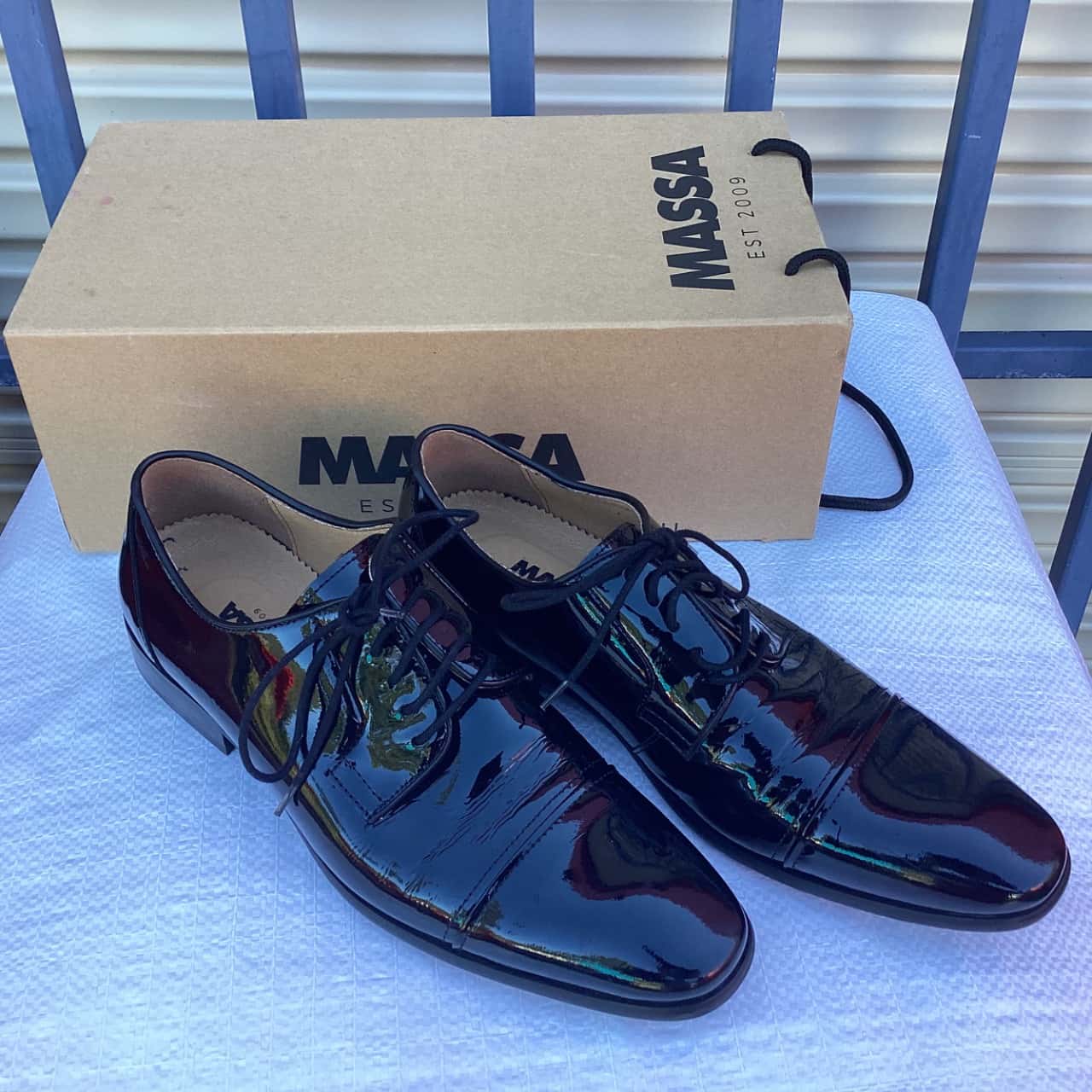 Massa men’s patent leather shoes | black | UK 8 RRP $180