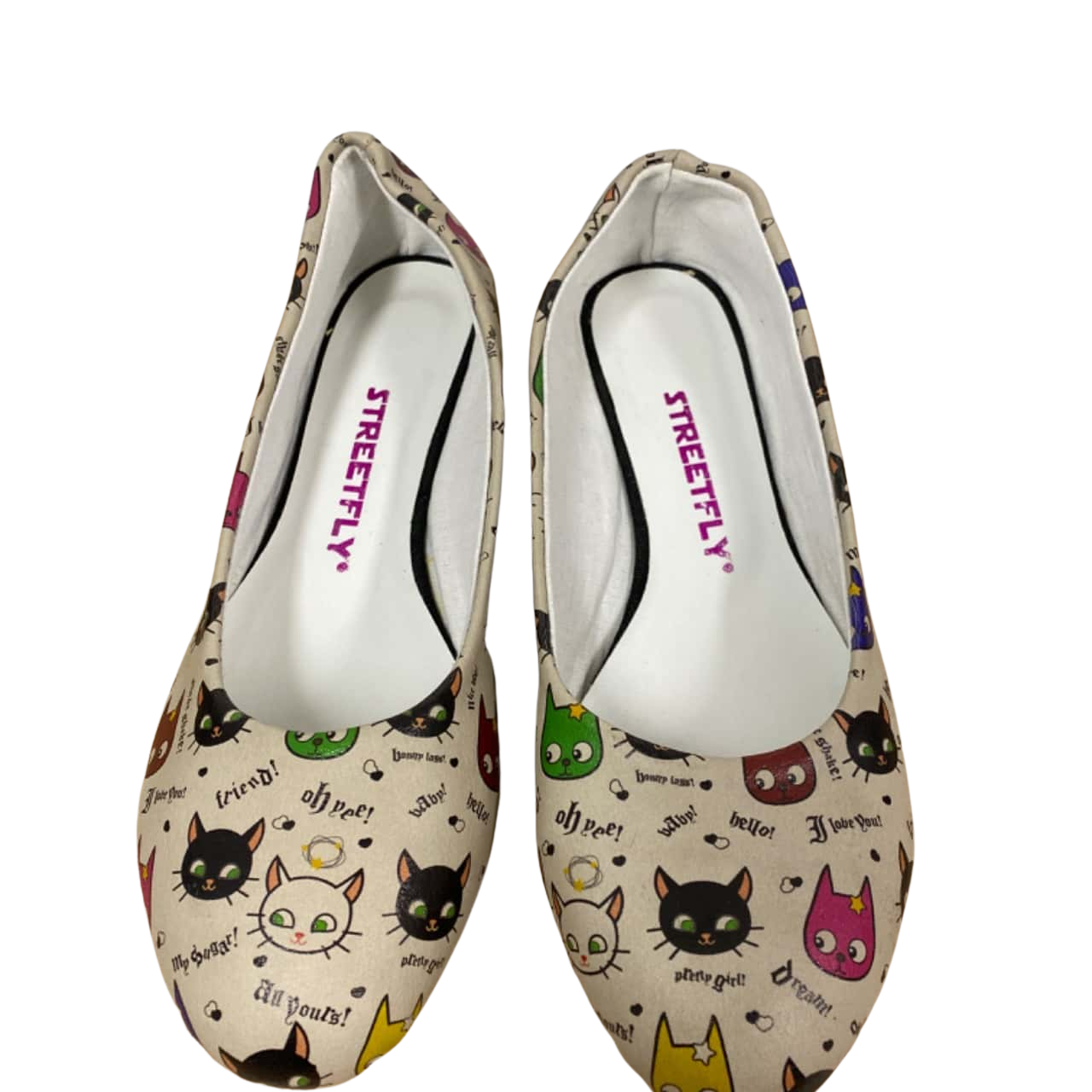 STREETFLY Womens Size 40 Ballet Flats Beige / Cat Pattern (s)