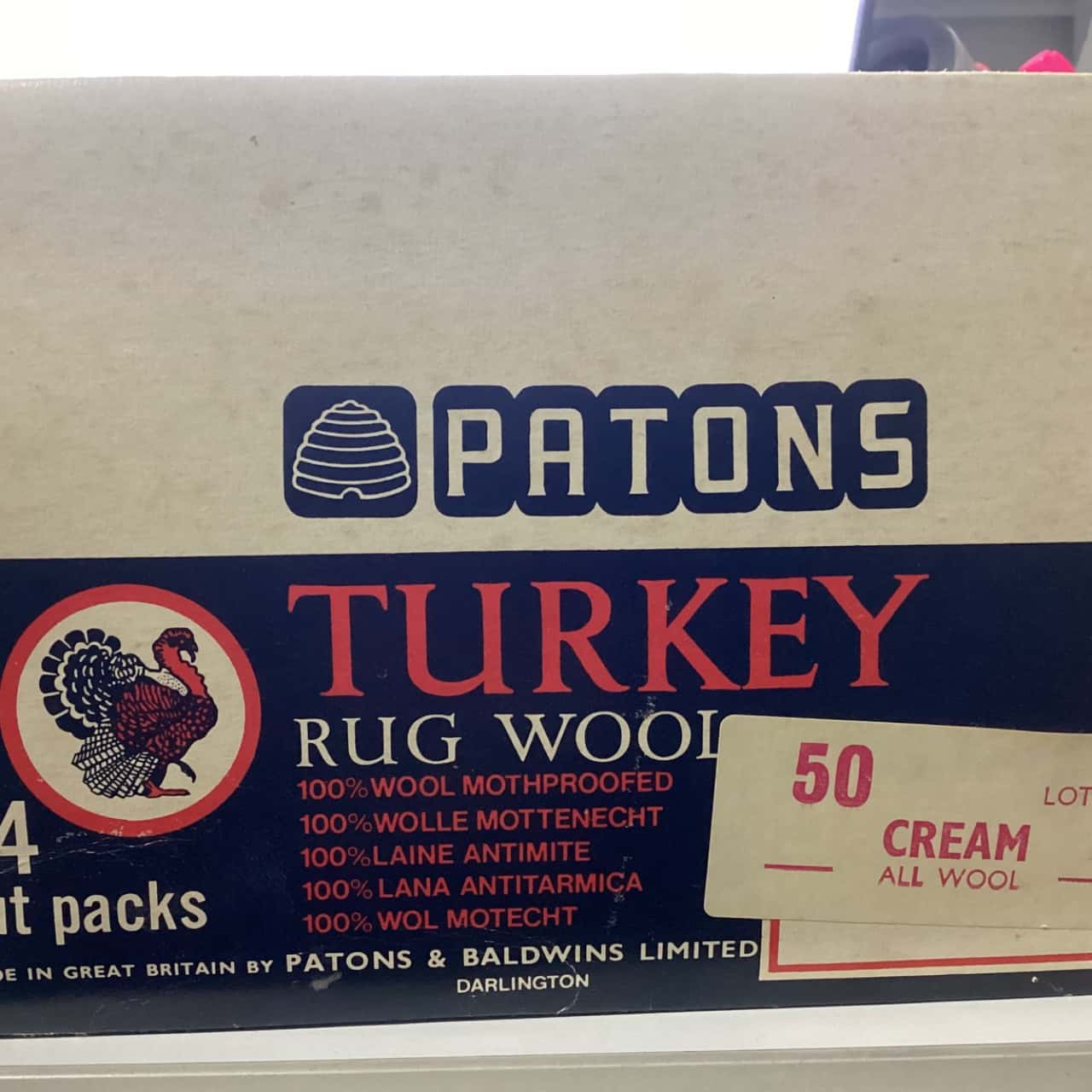 Vintage 2x Patons Turkey Rug 100% Wool Lot 471 Cream Shade 50