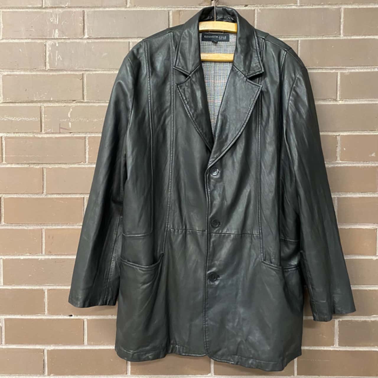 Kenneth Cole New York Mens Size XL 100% Leather Jacket Black