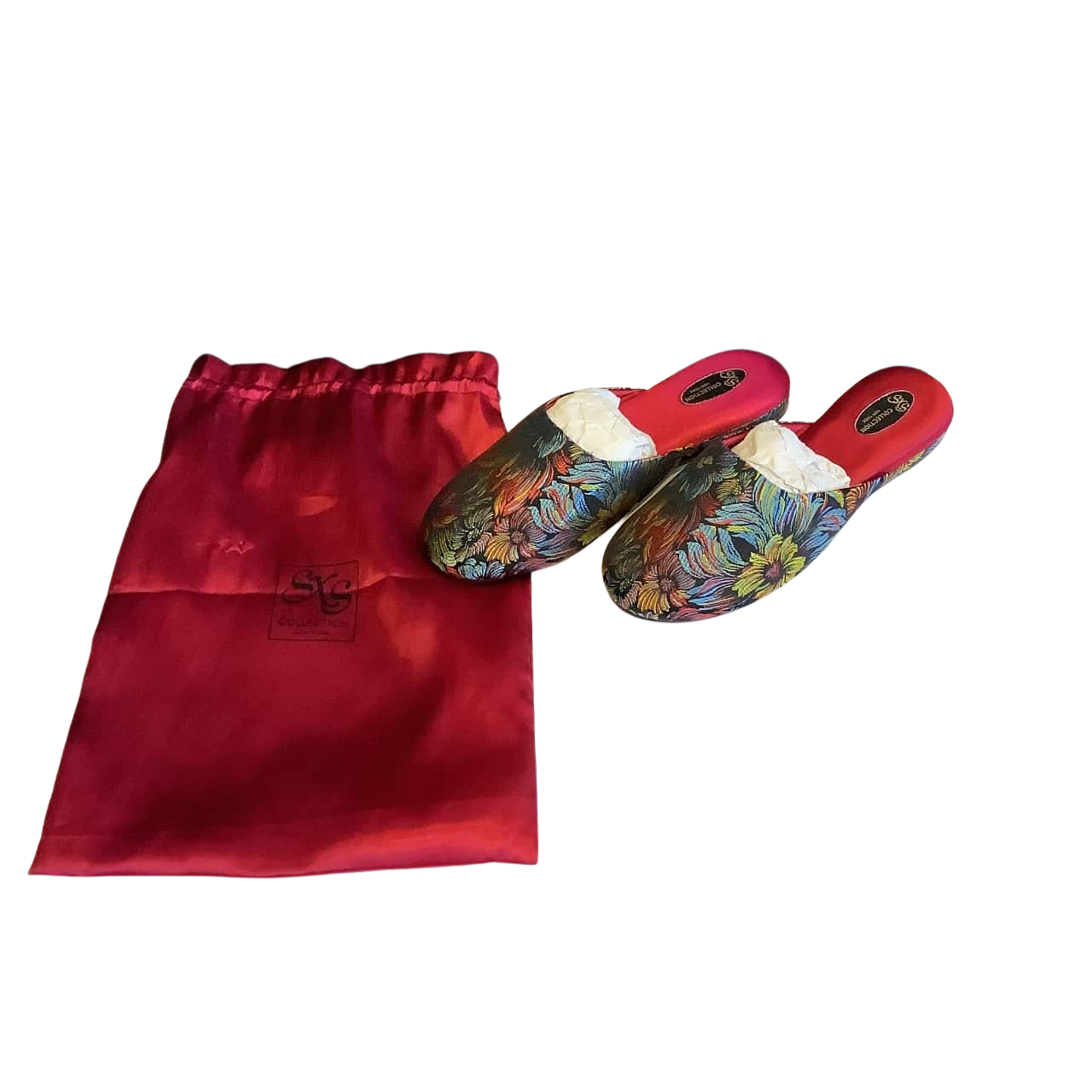 SXS Collection Women's Size US 9 Faux Silk House Slippers Floral (s)