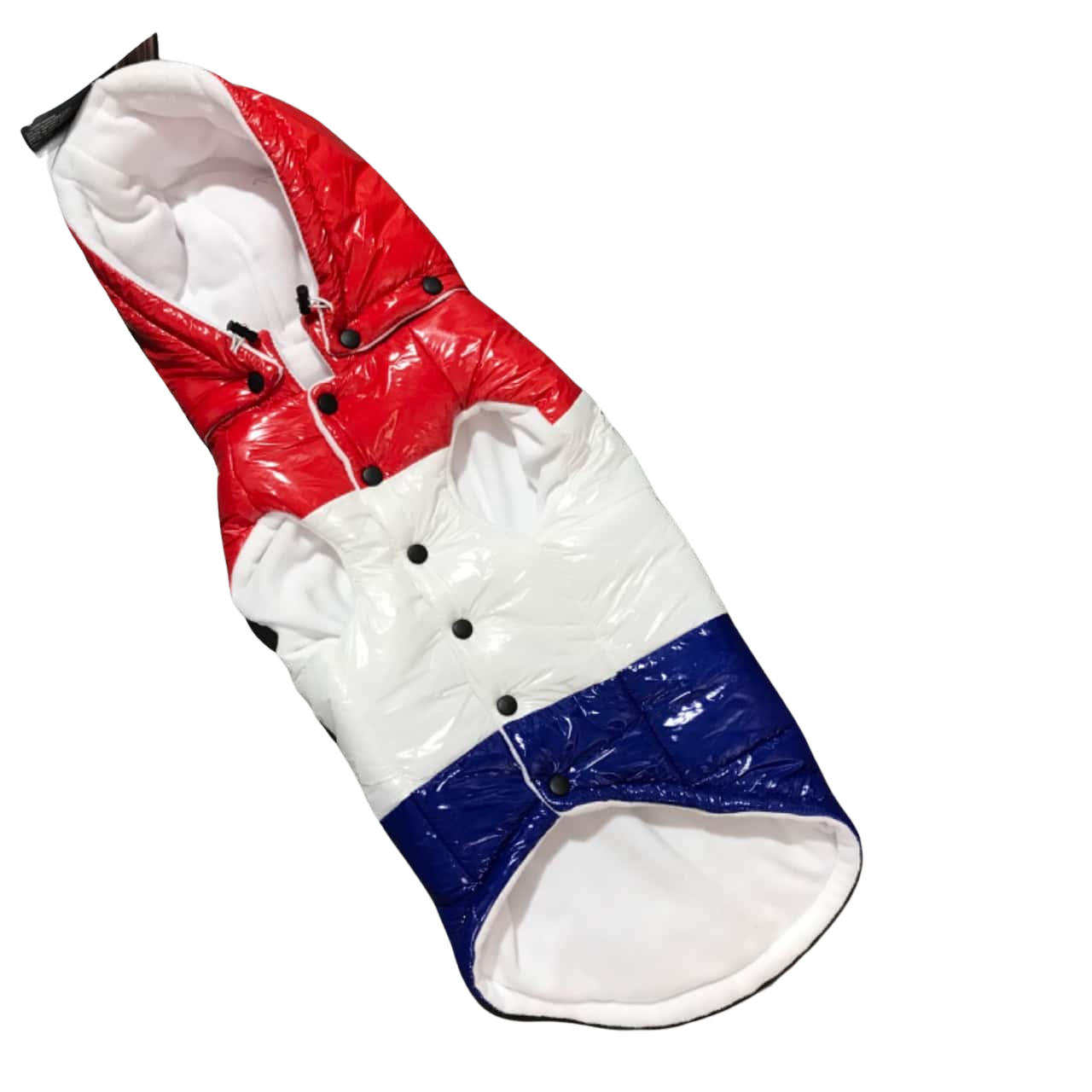 BNWT Pet Play Dogs Puffer Jacket Red/ White/ Blue with Removable Hood ...